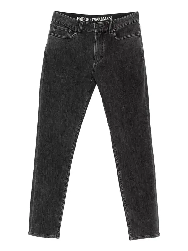 Emporio Armani Logo Plaque Straight-leg Jeans - Black