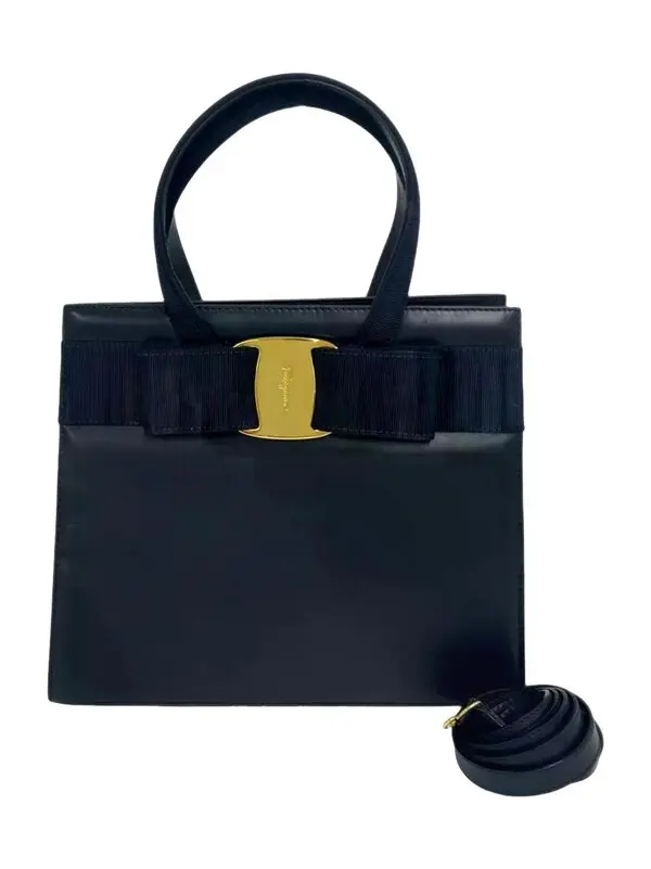 FERRAGAMO Leather Vara Bow Satchel - Blue
