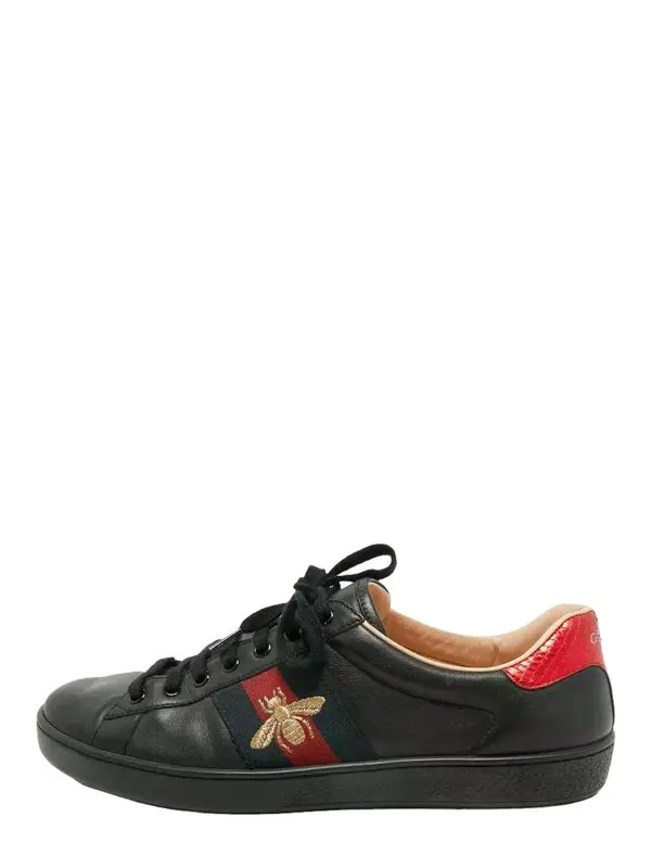 Gucci Ace Embroidered Bee Leather Sneakers - Black