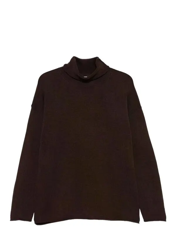 Alpha Studio Roll-neck Drop-shoulder Knit - Brown