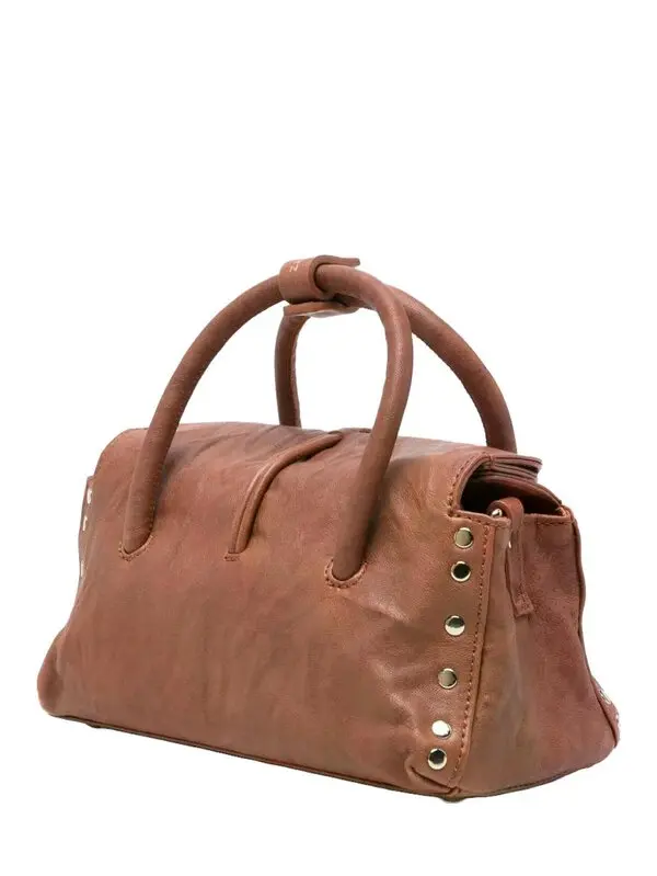 ZANELLATO Baby Dotta Studded Leather Tote Bag - Brown