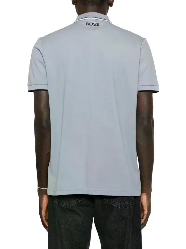 BOSS Logo-print Tipped Polo Shirt - Blue