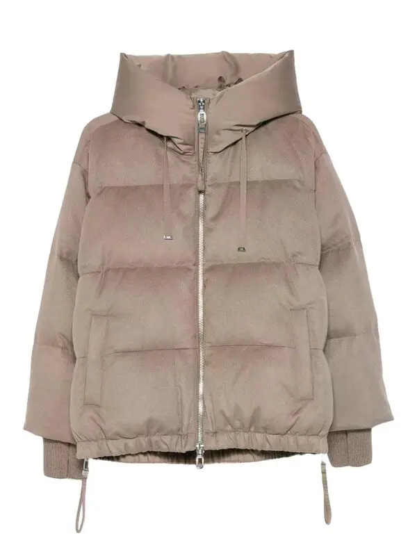 DUNO Quilted Hooded Jacket - Brown