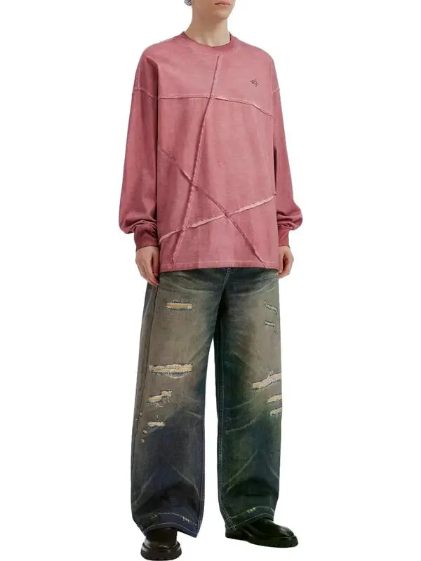 FIVE CM Raw-edge Long-sleeve T-shirt - Pink