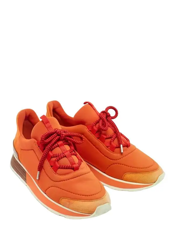 Hermès Miles Sneakers Suede Paneled Lace-up - Orange