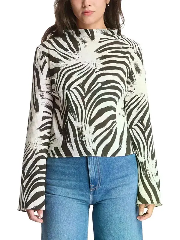 SAMSOE SAMSOE Samiller Zebra-print Long-sleeve Top - White