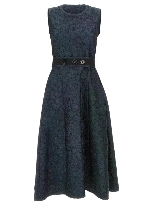 Max Mara Jacquard Midi Dress - Blue