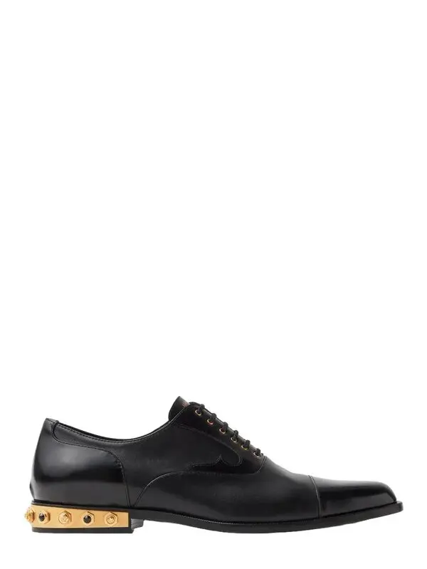 Versace Julio Embellished Leather Lace-up Shoes - Black