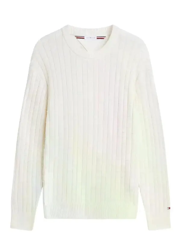 Tommy Hilfiger Crew Neck Basket-weave Knit Sweater - Neutrals