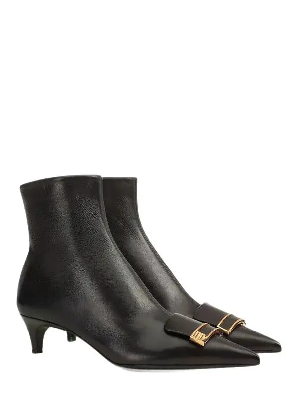 SERGIO ROSSI Ankle Boots With Gold-tone Buckle - Black