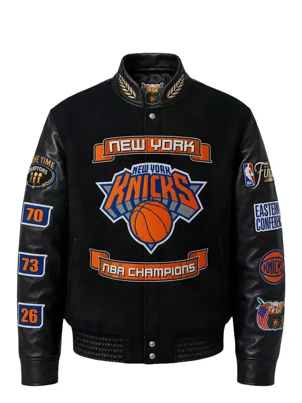 JEFF HAMILTON New York Knicks Embroidered Bomber Jacket - Black