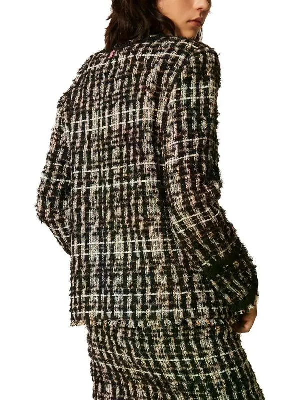 TWINSET Bouclé Jacket With Jewel Buttons - Black