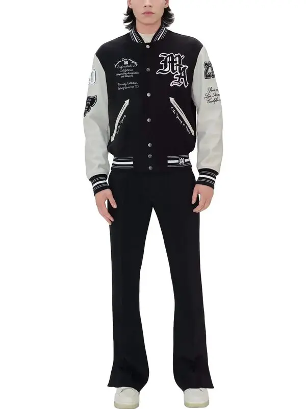 Amiri Logo Patch Varsity Bomber Jacket - Black