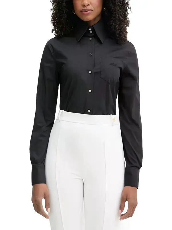 Karl Lagerfeld Embroidered Chest Pocket Shirt - Black
