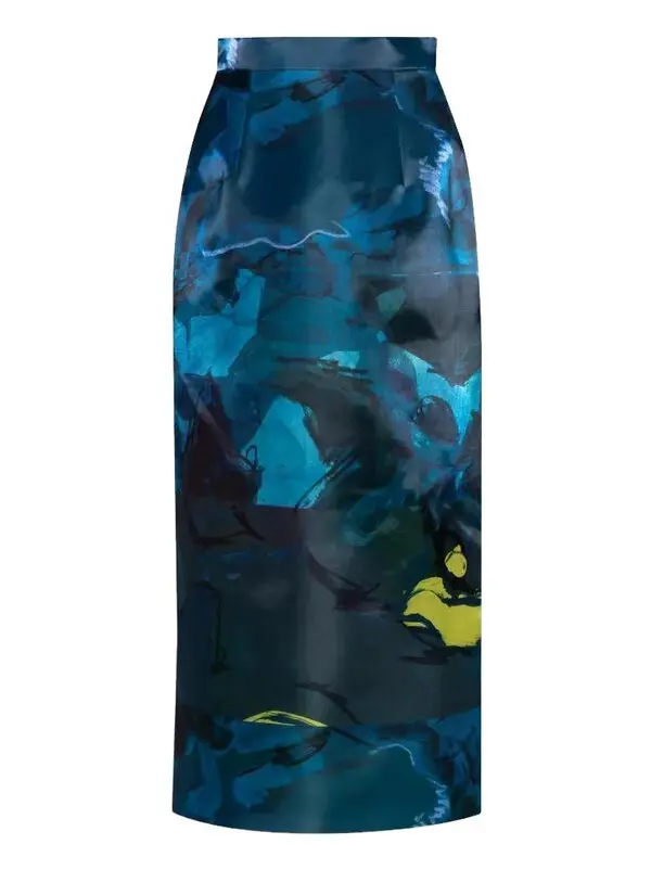 ROKSANDA Irma Abstract Print Midi Skirt - Blue