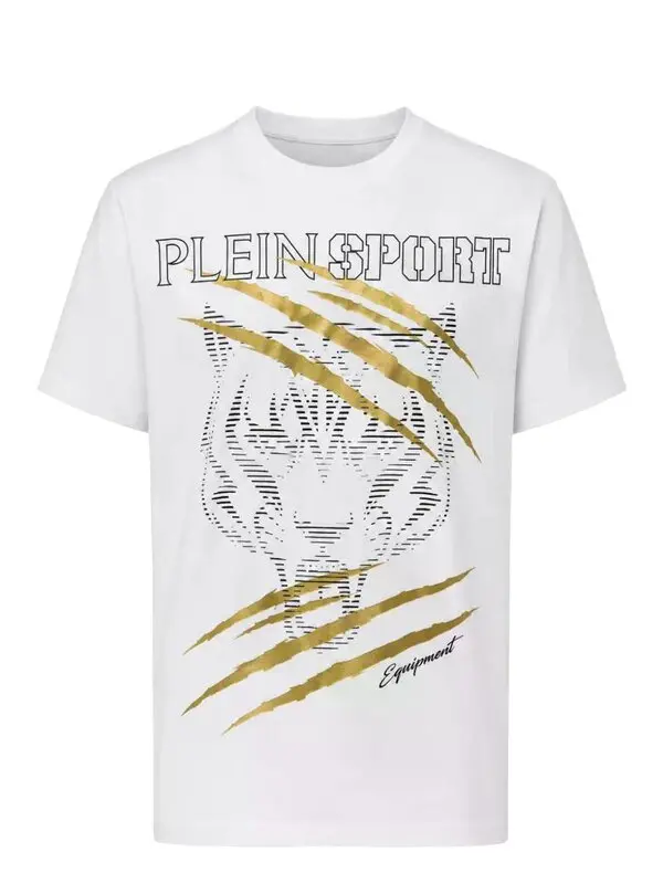 PLEIN SPORT Tiger-print Logo-print T-shirt - White