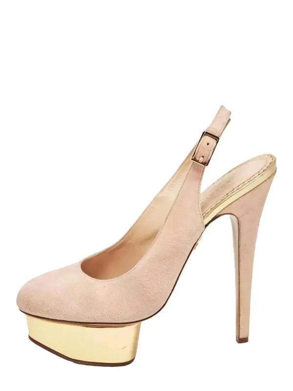 CHARLOTTE OLYMPIA Suede Platform Slingback Pumps - Neutrals