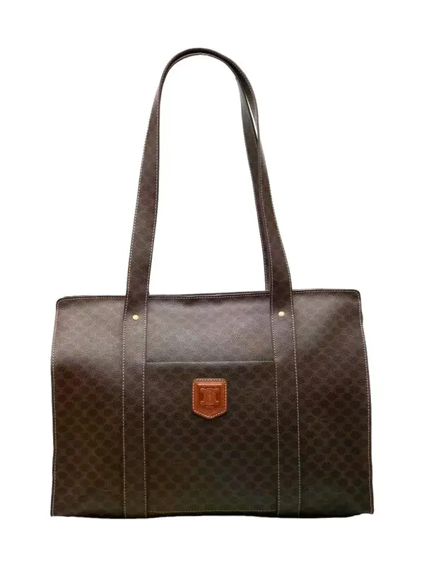 Celine 1996 Macadam Coated Canvas Tote Bag - Brown