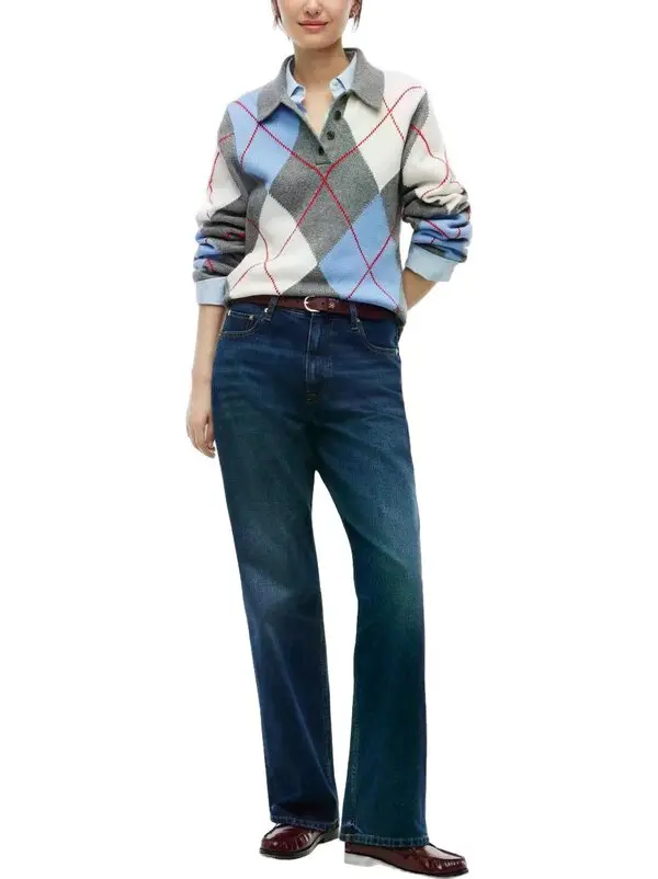 Tommy Hilfiger Argyle Knit Polo Sweater - Grey