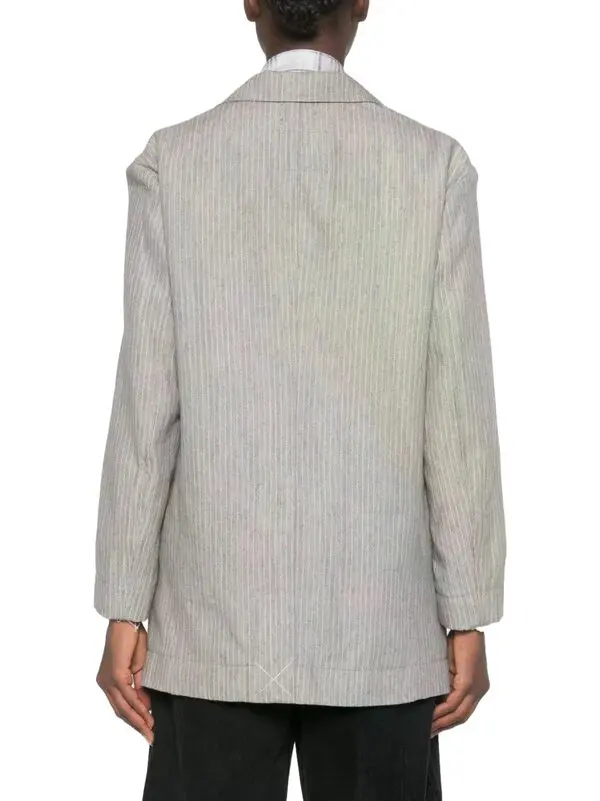 R13 Pinstripe Pattern Oversized Fit Blazer - Grey