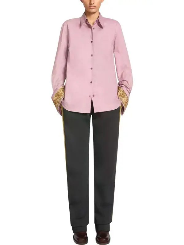 Dries Van Noten Embroidered Cotton Poplin Shirt - Pink