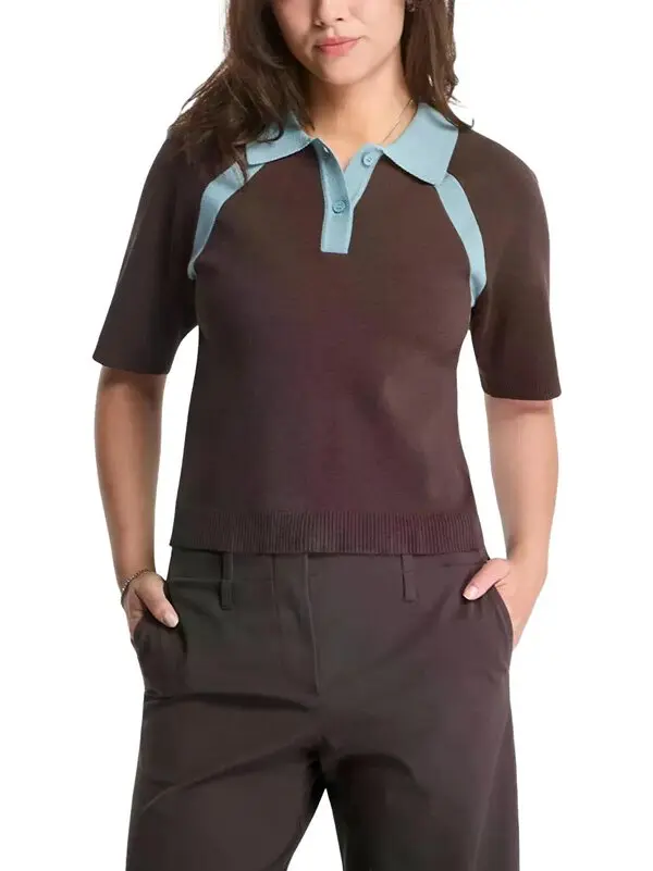 SAMSOE SAMSOE Contrast Polo Shirt - Brown