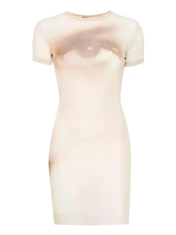 JEAN PAUL GAULTIER Short-sleeve Crew Neck Mini Dress - Neutrals