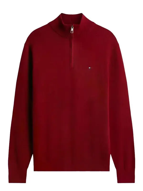 Tommy Hilfiger Quarter-zip Logo-embroidered Sweater - Red