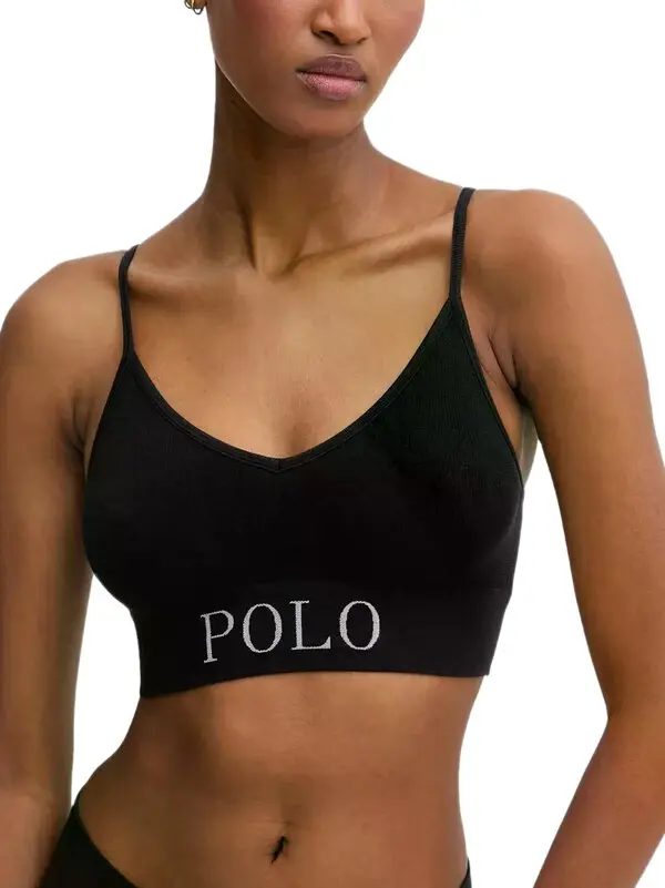 Polo Ralph Lauren Logo-underband Ribbed Bra - Black