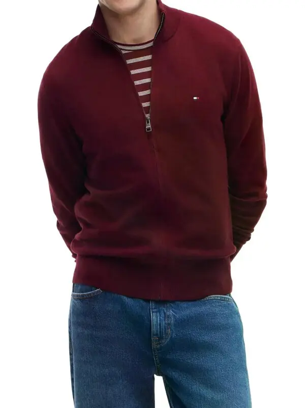 Tommy Hilfiger Zip-up Cardigan With Logo Embroidery - Red