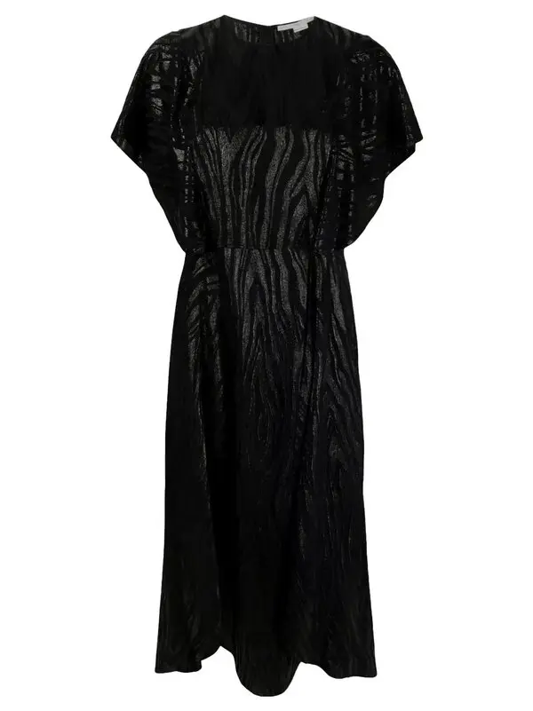 Stella McCartney Woodgrain-effect Midi Dress - Black