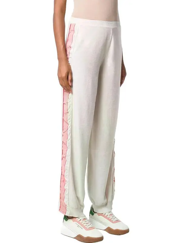 Stella McCartney Cotton Track Pants With Logo Stripe - Neutrals