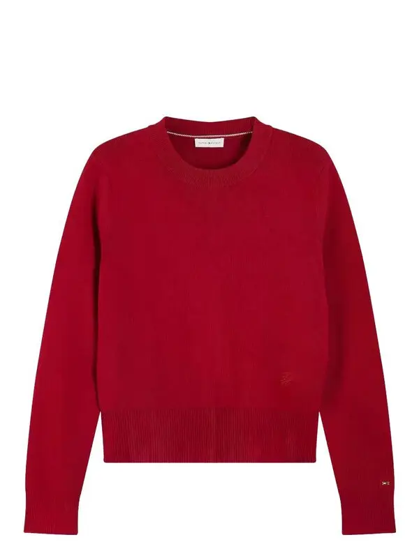 Tommy Hilfiger Embroidered Crew Neck Sweater - Red