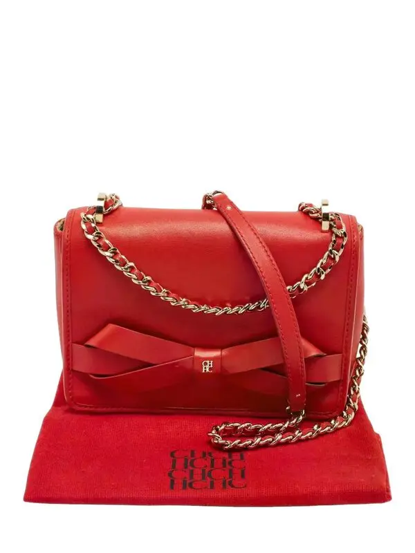 Carolina Herrera Bow Flap Shoulder Bag - Red