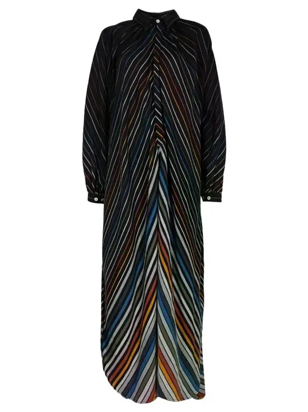 MARRAKSHI LIFE Striped Long-sleeve Maxi Dress - Black