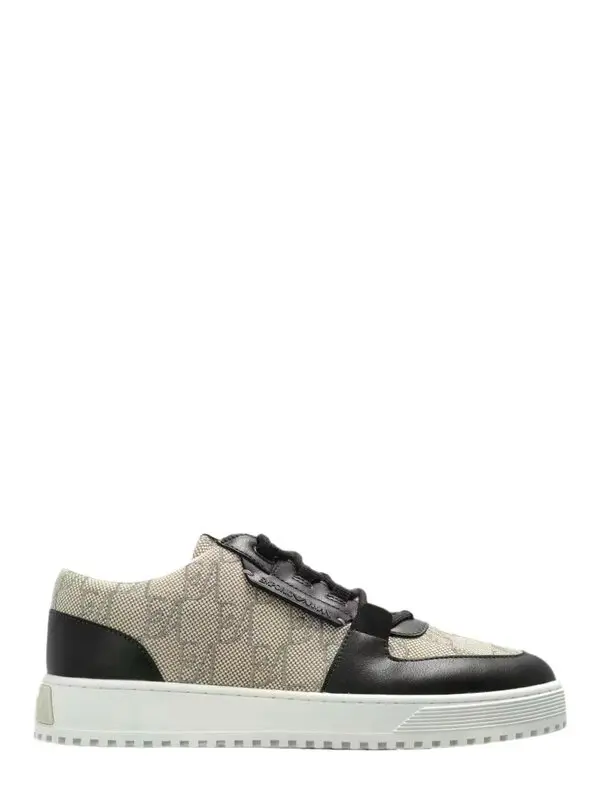 Emporio Armani Monogram Print Panelled Sneakers - Neutrals