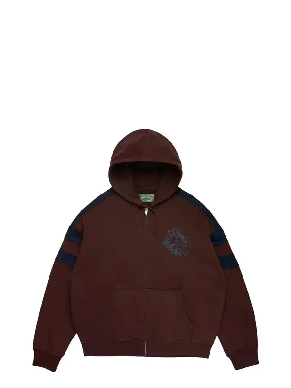 DENIM TEARS Denim U Panelled Logo-print Hoodie - Red