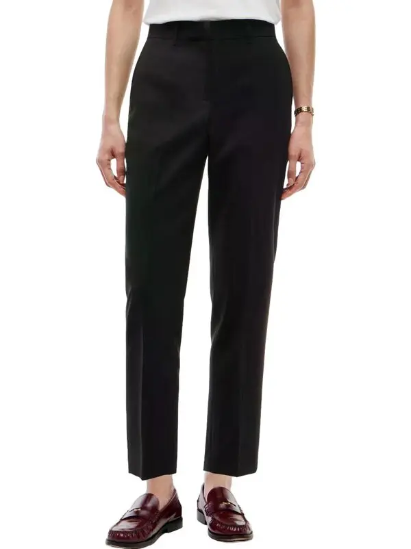 Tommy Hilfiger Logo Plaque Pressed-crease Trousers - Black