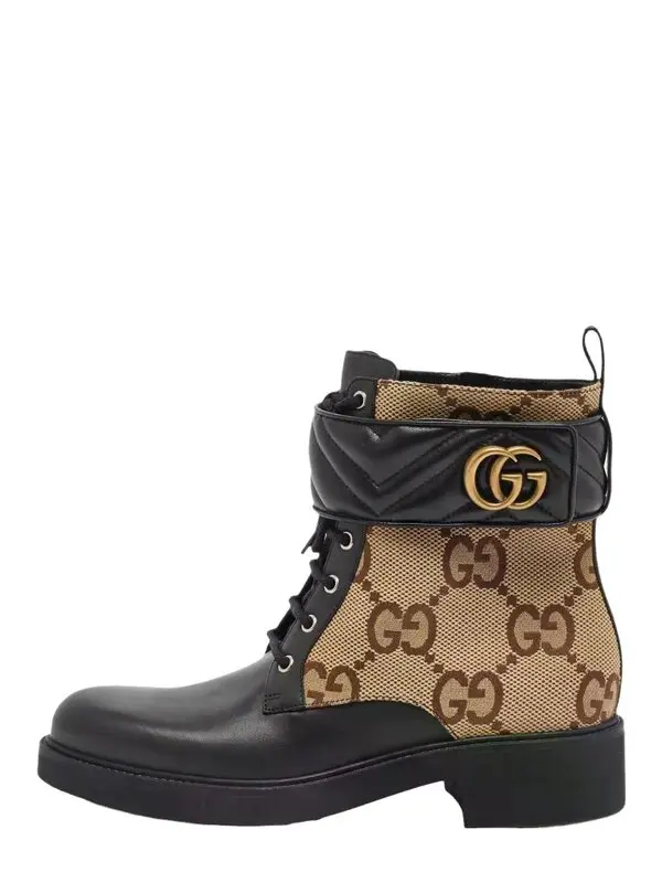 Gucci Matelassé Gg Combat Boots - Black