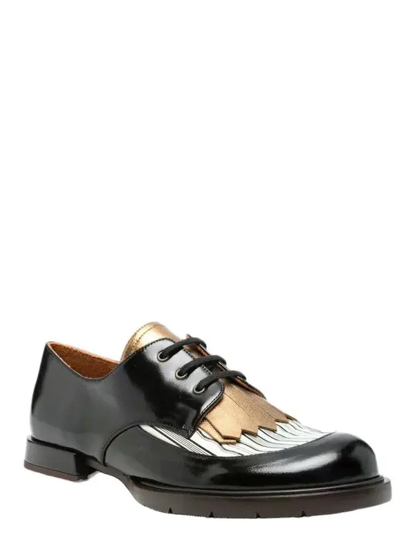 Chie Mihara Jeripa Leather Shoes With Fringe Detail - Black