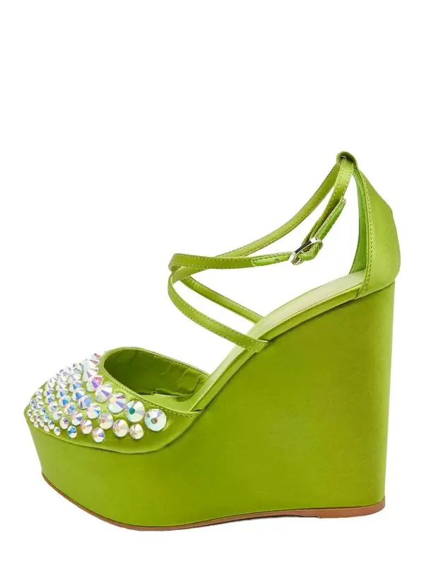 LE SILLA Crystal-embellished Wedge Sandals - Green
