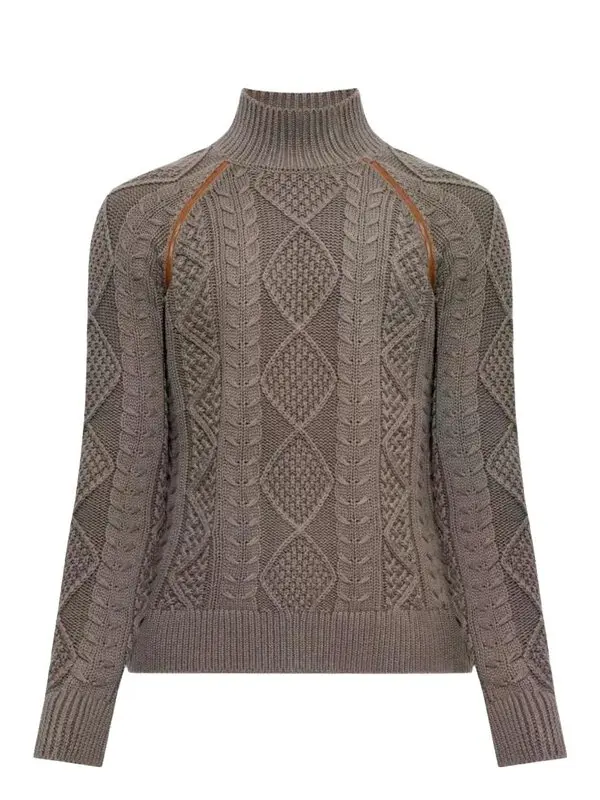 DIESEL® K-inome Cable Knit Mock Neck Jumper - Brown