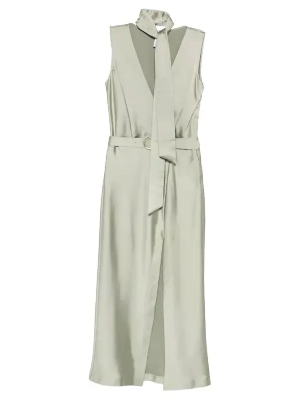 Imperial Belted Pussy-bow Dress - Green