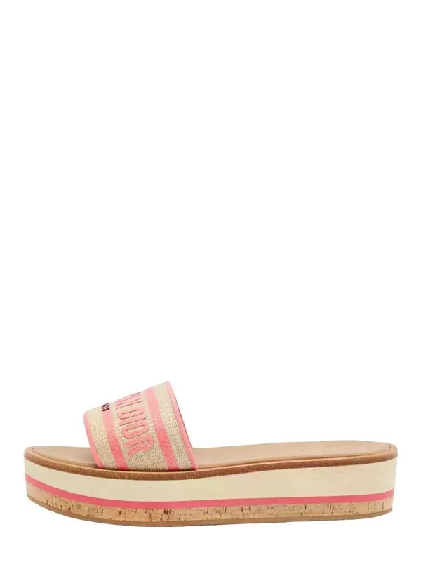 Dior Dway Logo Embroidered Wedge Sandals - Pink