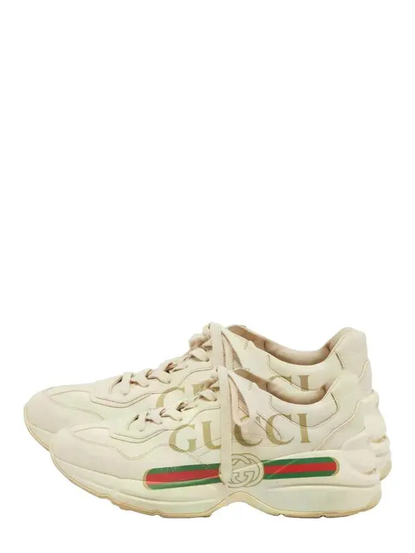 Gucci Rhyton Logo Leather Low-top Sneakers - Neutrals