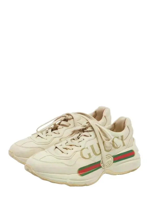 Gucci Rhyton Logo Leather Low-top Sneakers - Neutrals