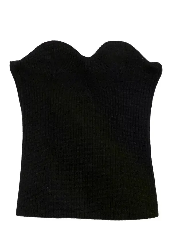 JIL SANDER Ribbed Knit Strapless Sweetheart Top - Black