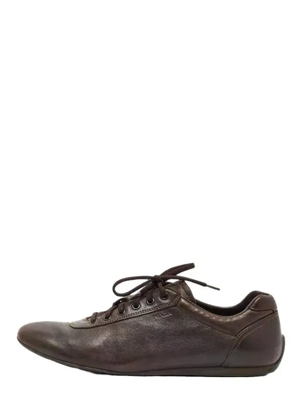Prada Lace-up Leather Sneakers - Brown