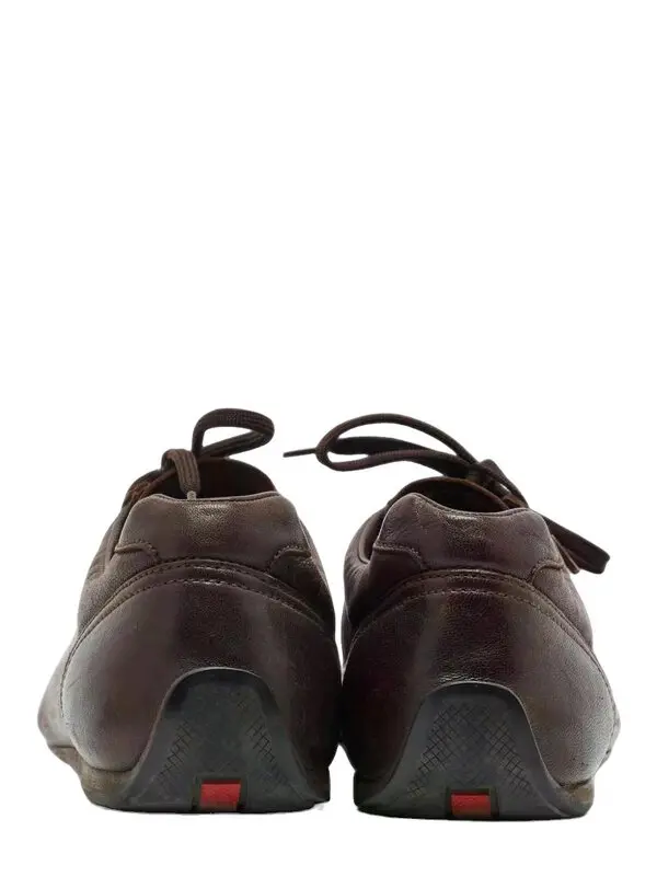 Prada Lace-up Leather Sneakers - Brown