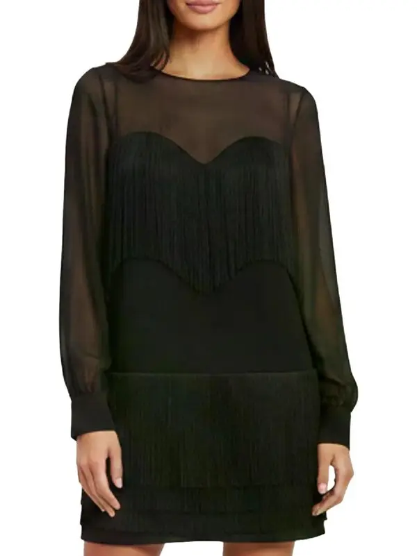 Moschino Tiered Fringe Playsuit - Black